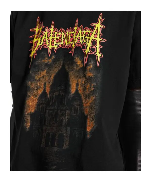Balenciaga Graphic Printed Crewneck T-shirt - Black