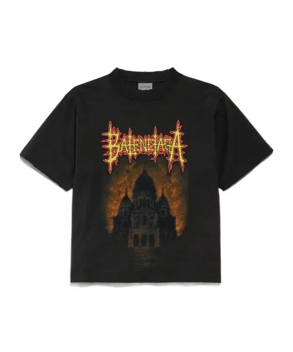 Balenciaga Graphic Printed Crewneck T-shirt - Black