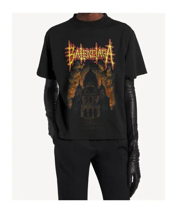 Balenciaga Graphic Printed Crewneck T-shirt - Black