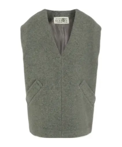 MAISON MARGIELA Embroidered Logo V-neck Waistcoat