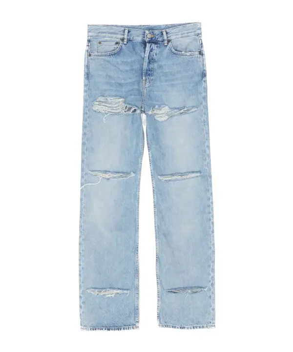 Acne Studios Logo-patch Distressed Jeans - Light Blue