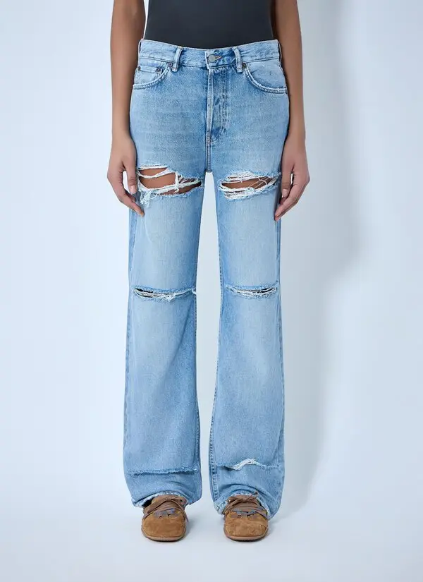 Acne Studios Logo-patch Distressed Jeans - Light Blue