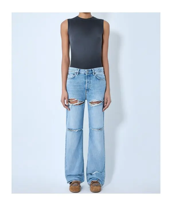 Acne Studios Logo-patch Distressed Jeans - Light Blue