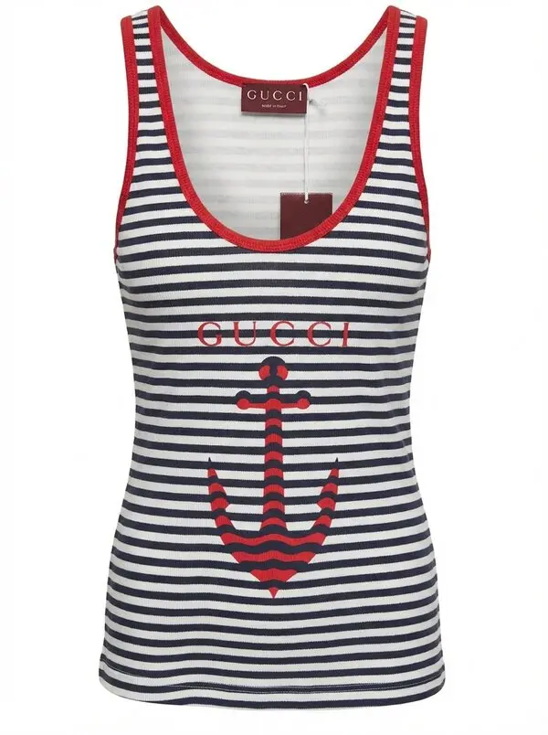 Gucci Striped Sleeveless Top - Black