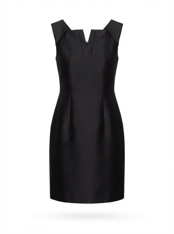 SHUSHU/TONG V-neck Twill Dress - Black