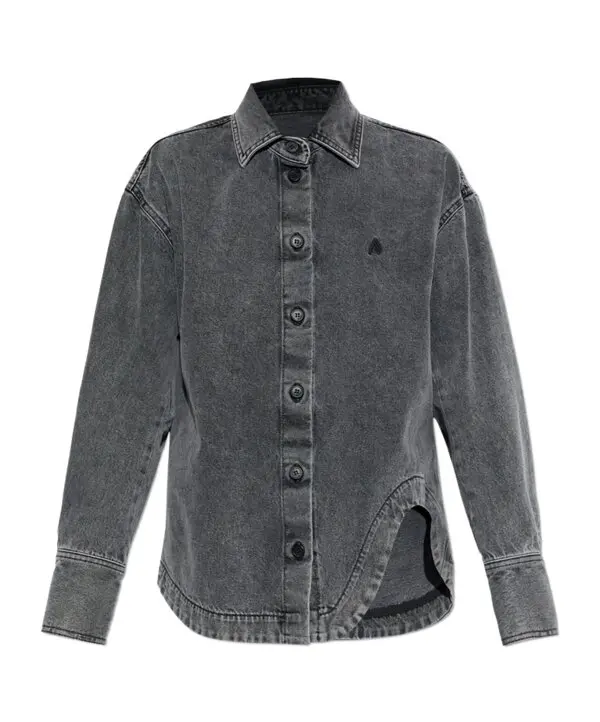 Attico The Eliza Shaped Split Denim Shirt - Black