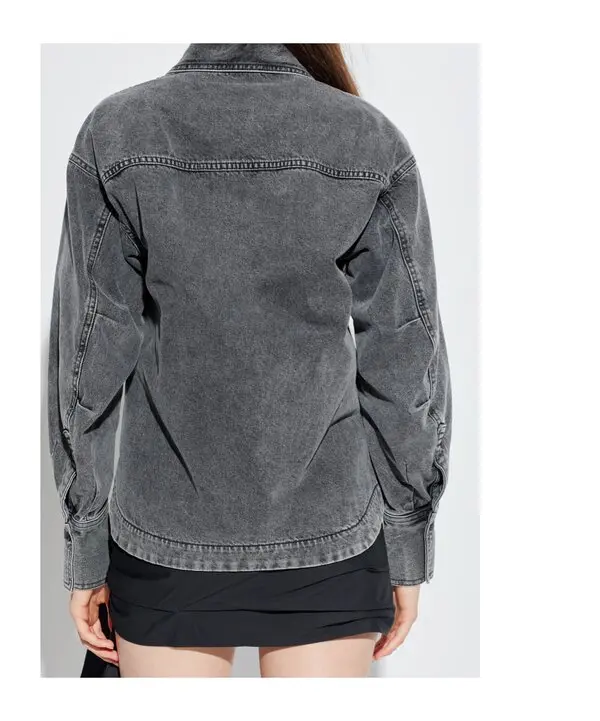 Attico The Eliza Shaped Split Denim Shirt - Black