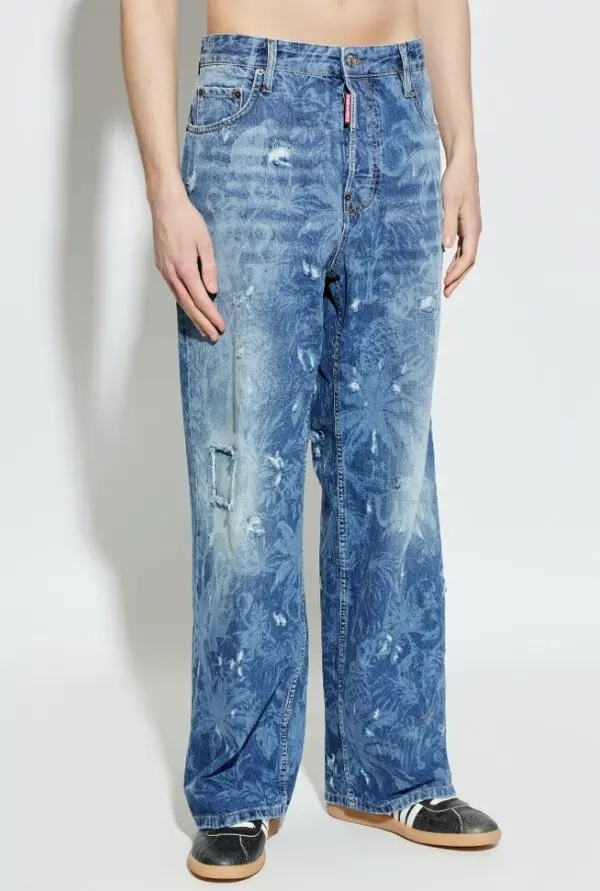 Dsquared2 Distressed Baggy Jeans With Logo Detail