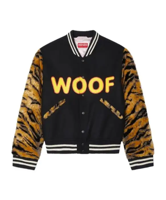 Kenzo Genderless Tiger Printed Virgin Wool Varsity Jacket