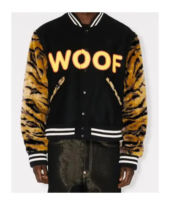 Kenzo Genderless Tiger Printed Virgin Wool Varsity Jacket