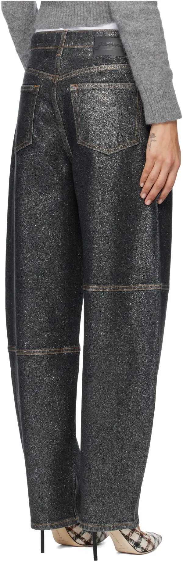 GANNI Shimmery Foil Star Jeans - Black