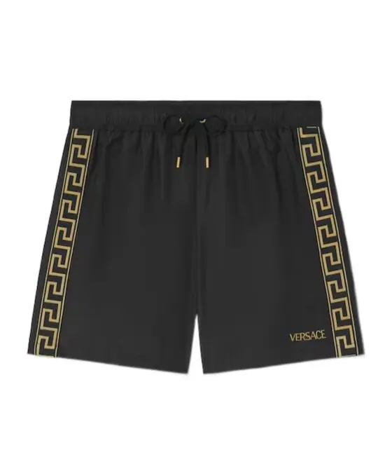 Versace Logo Print Swim Shorts - Black