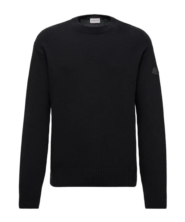 Moncler Wool Cashmere Crew Neck Sweater - Black