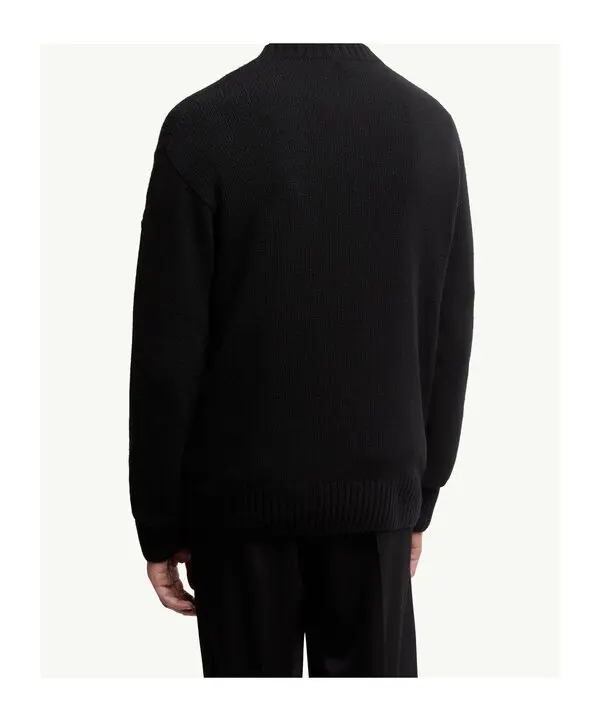 Moncler Wool Cashmere Crew Neck Sweater - Black