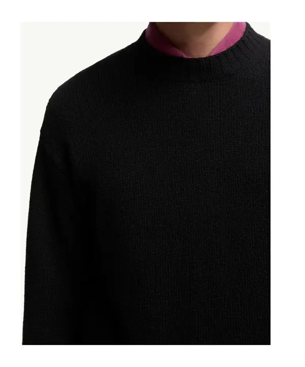 Moncler Wool Cashmere Crew Neck Sweater - Black