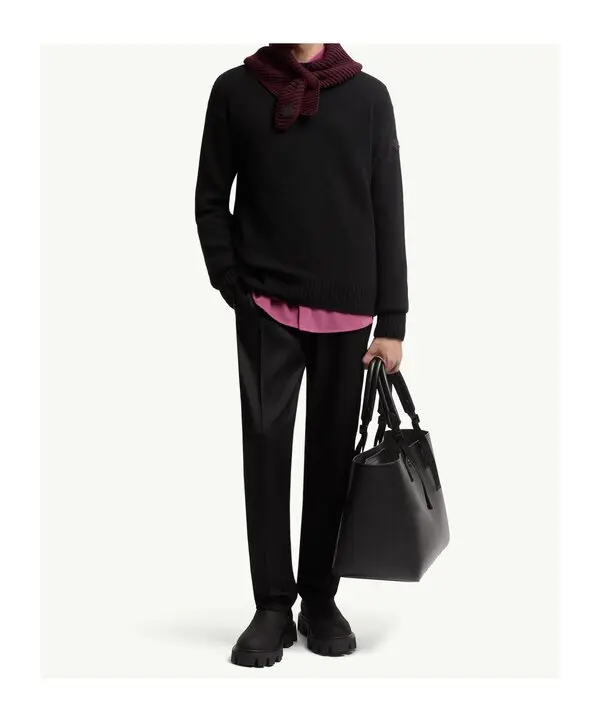 Moncler Wool Cashmere Crew Neck Sweater - Black
