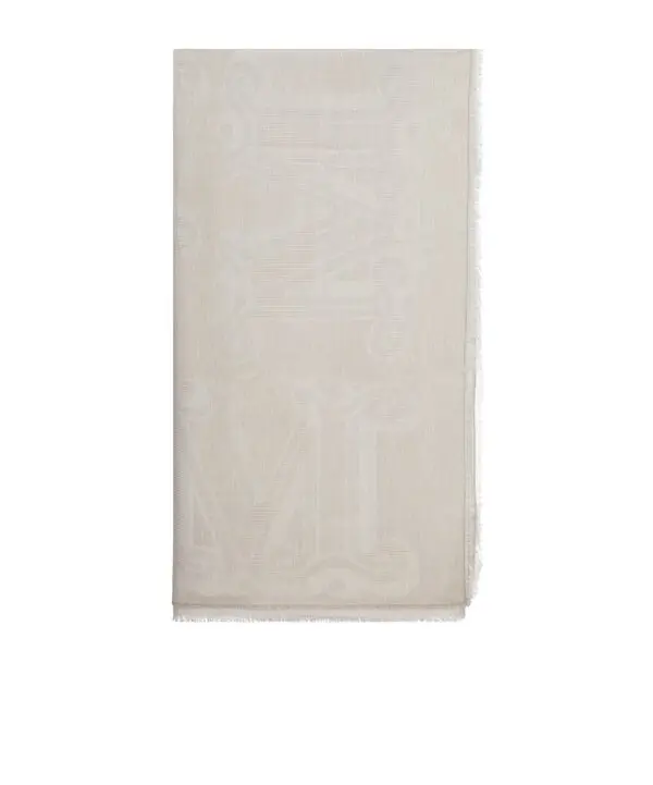 Max Mara Jacquard Logo Scarf - White