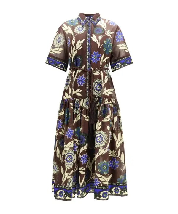 ALEMAIS Jasper Printed Shirt Dress - Chocolate