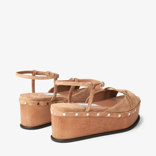 JIMMY CHOO Kata 60 Wedge Sandals - Toffee