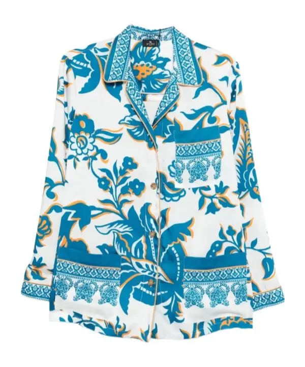 Etro Printed Long Sleeve Shirt - Blue