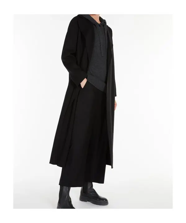 Max Mara Wool Broadcloth Robe Coat - Black