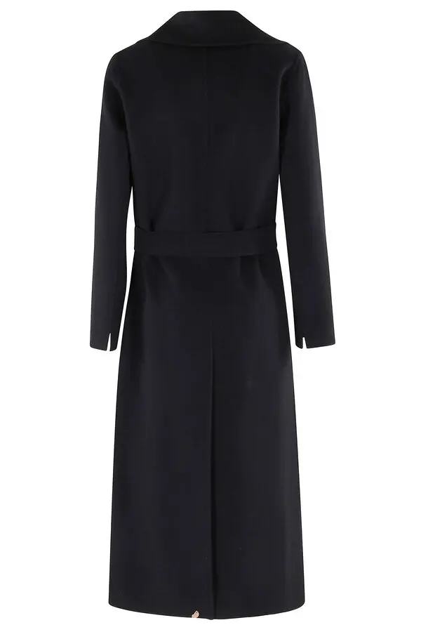 Max Mara Poldo Belted Long-sleeved Coat - Black