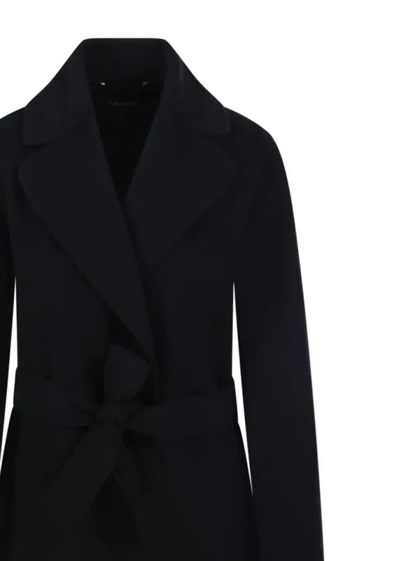 Max Mara Poldo Belted Long-sleeved Coat - Black