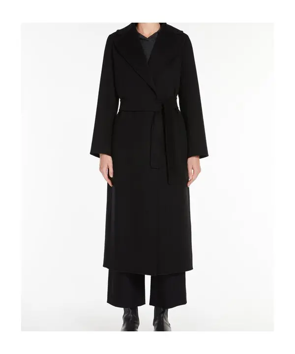 Max Mara Poldo Belted Long-sleeved Coat - Black
