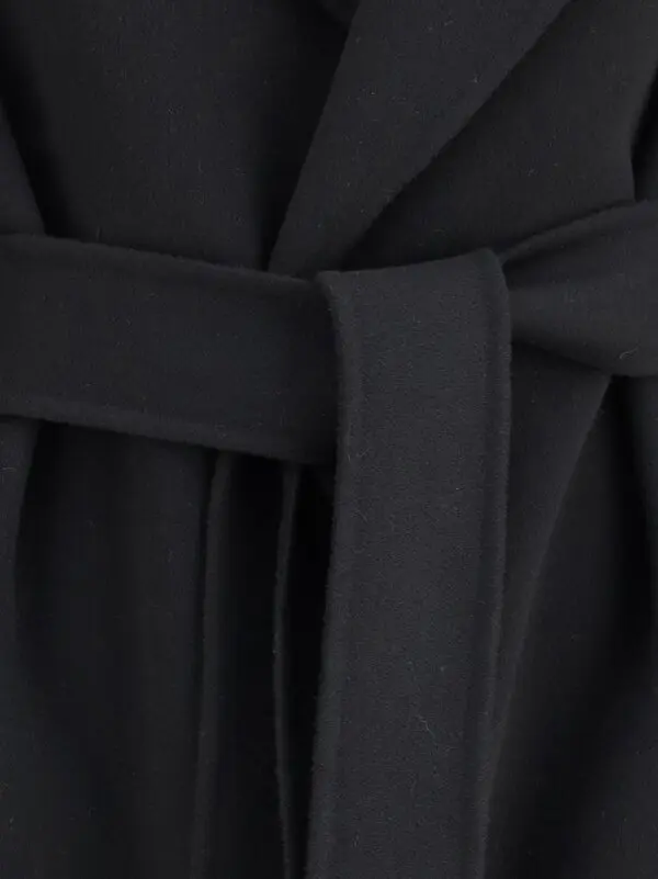 Max Mara Poldo Belted Long-sleeved Coat - Black