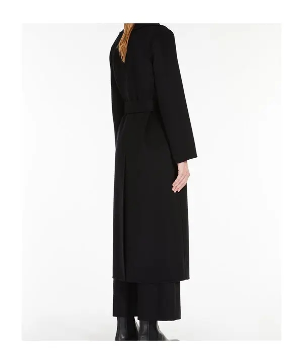 Max Mara Poldo Belted Long-sleeved Coat - Black