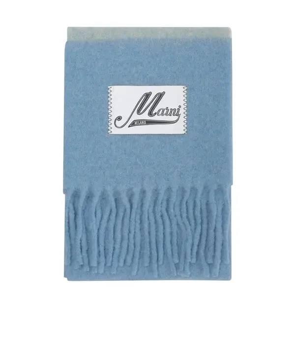 Marni Logo Patch Fringed Scarf