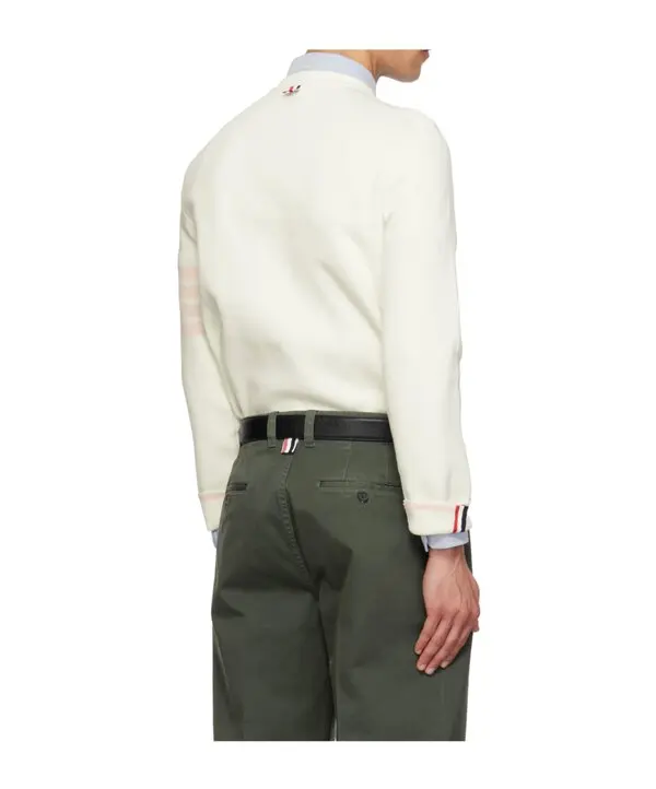 Thom Browne Milano Stitch 4-bar Pullover Sweater - White