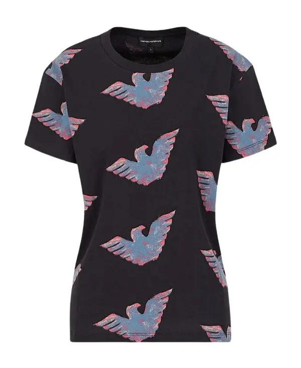 Emporio Armani All-over Watercolour Eagle Print T-shirt