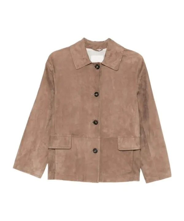 Max Mara Long-sleeved Leather Jacket