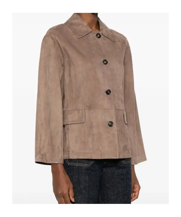 Max Mara Long-sleeved Leather Jacket