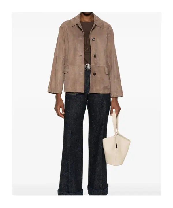 Max Mara Long-sleeved Leather Jacket