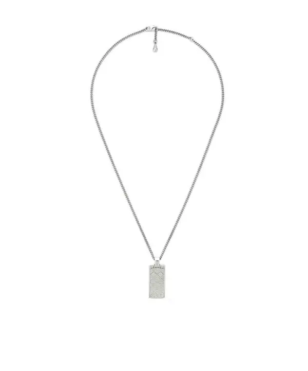 Gucci Engraved Diamante Pendant Necklace