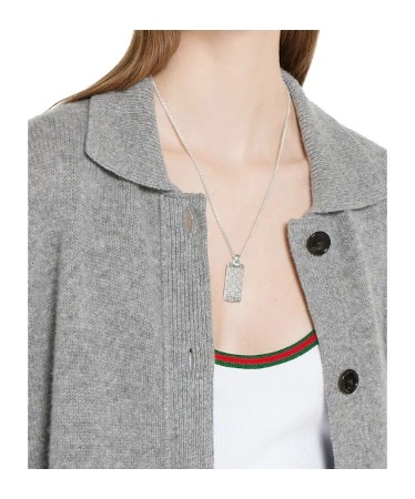 Gucci Engraved Diamante Pendant Necklace