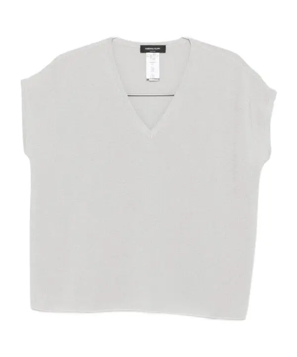 Fabiana Filippi V-neck Ribbed Knit T-shirt - White