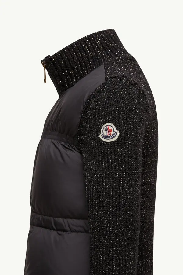 Moncler Padded Metallic Wool Zip-up Cardigan