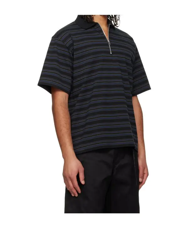 Sacai Striped Half-zip Polo Shirt