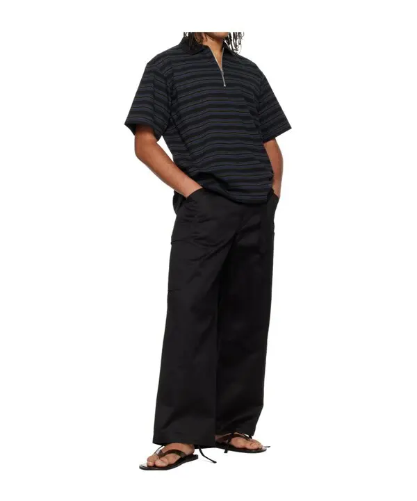 Sacai Striped Half-zip Polo Shirt