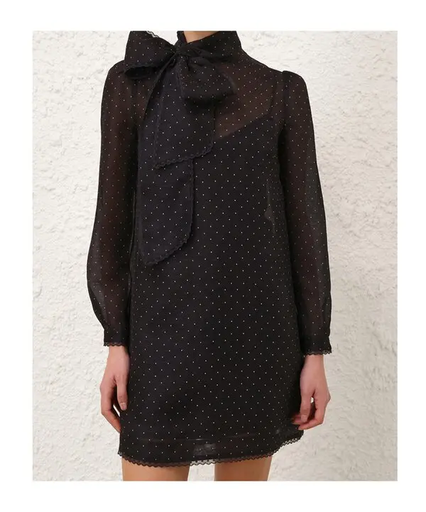 Zimmermann Dream Mini Dress With Pussybow Necktie