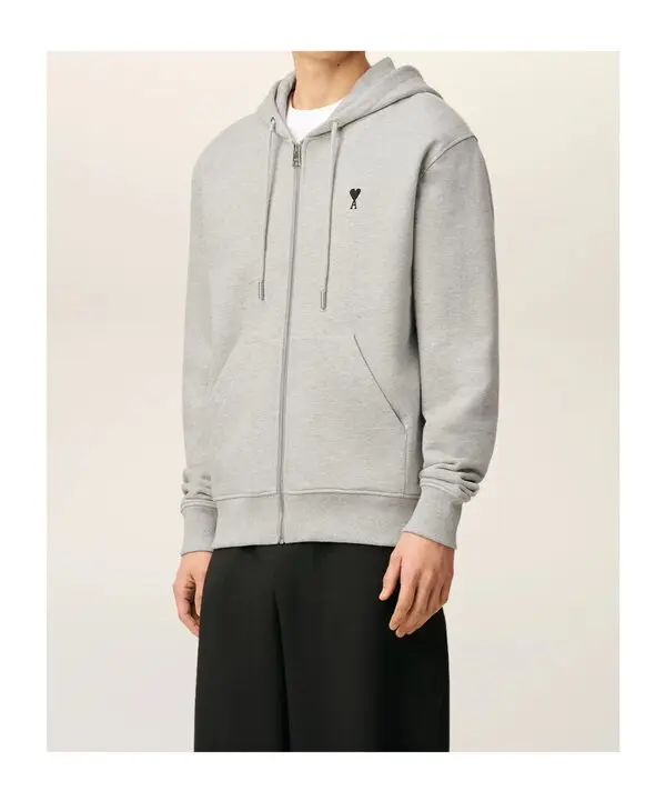 AMI Paris Zipped De Coeur Hoodie