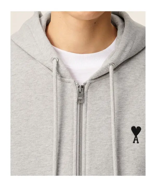 AMI Paris Zipped De Coeur Hoodie
