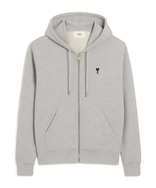 AMI Paris Zipped De Coeur Hoodie - No