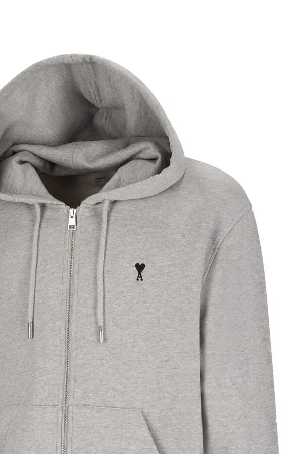 AMI Paris Zipped De Coeur Hoodie - No