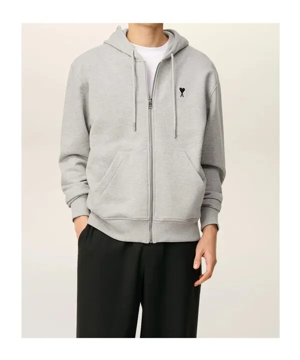 AMI Paris Zipped De Coeur Hoodie - No