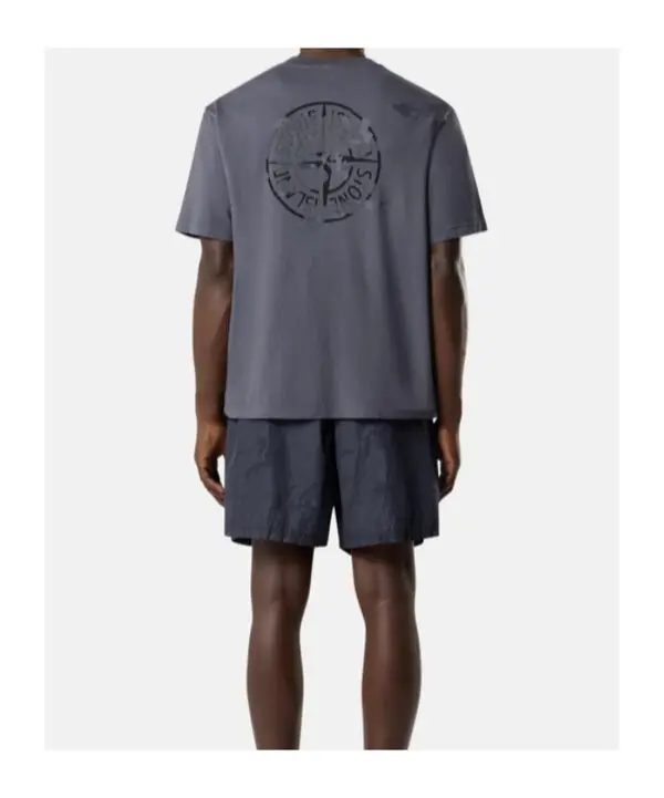Stone Island Logo Detailed Crewneck T-shirt - Blue-gray