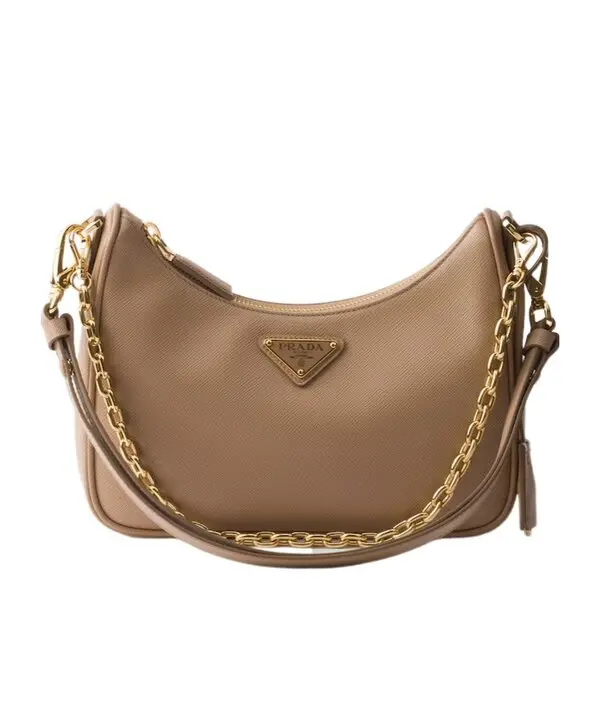 Prada Re-edition Saffiano Leather Mini Bag - Bean Paste Beige
